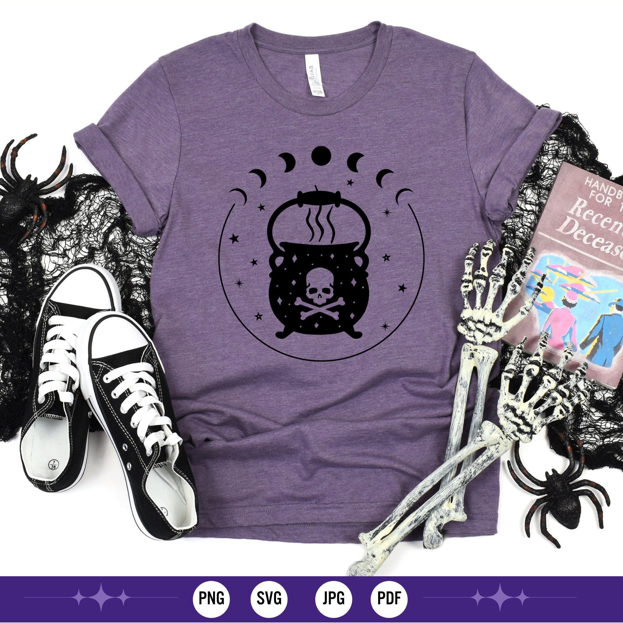Skull Cauldron and Moon Phases SVG Cauldron Svg Skull SVG Mystical ...