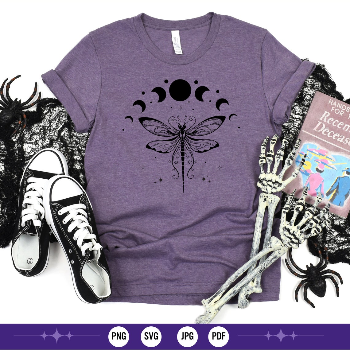 Dragonfly With Moon Phases SVG | Dragonfly Svg | Celestial Dragonfly SVG | Mystical Cut Files ...