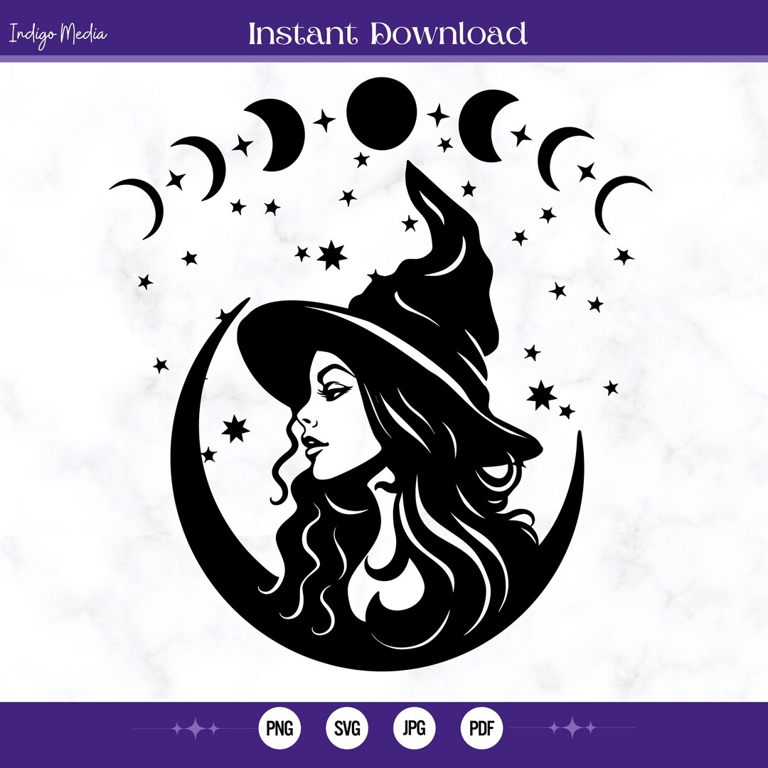 Witch and Moon Phases SVG | Witchy Moon Svg | Witch SVG | Mystical ...