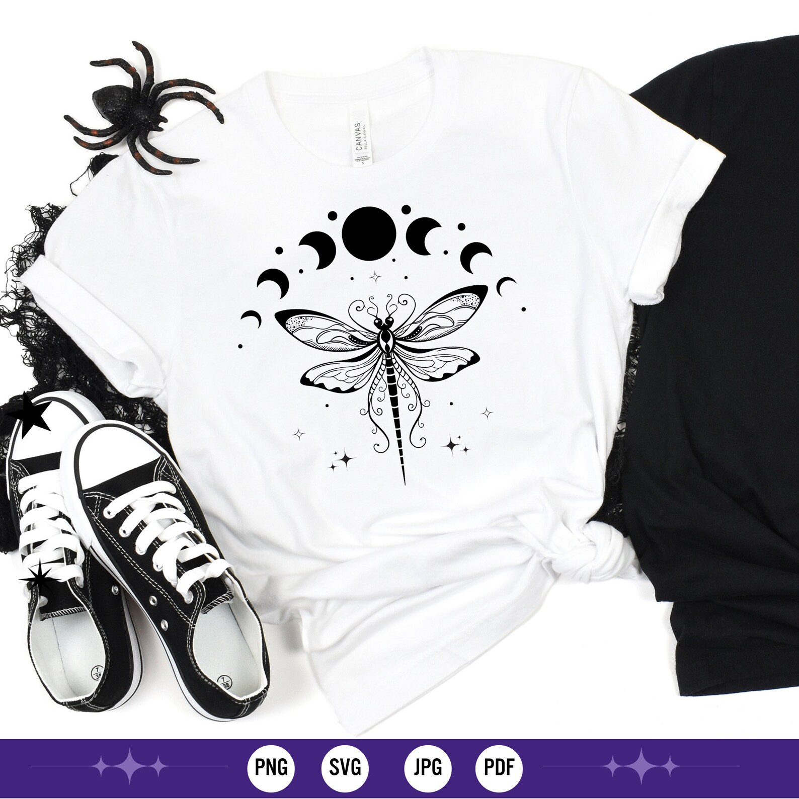 Dragonfly With Moon Phases SVG | Dragonfly Svg | Celestial Dragonfly ...