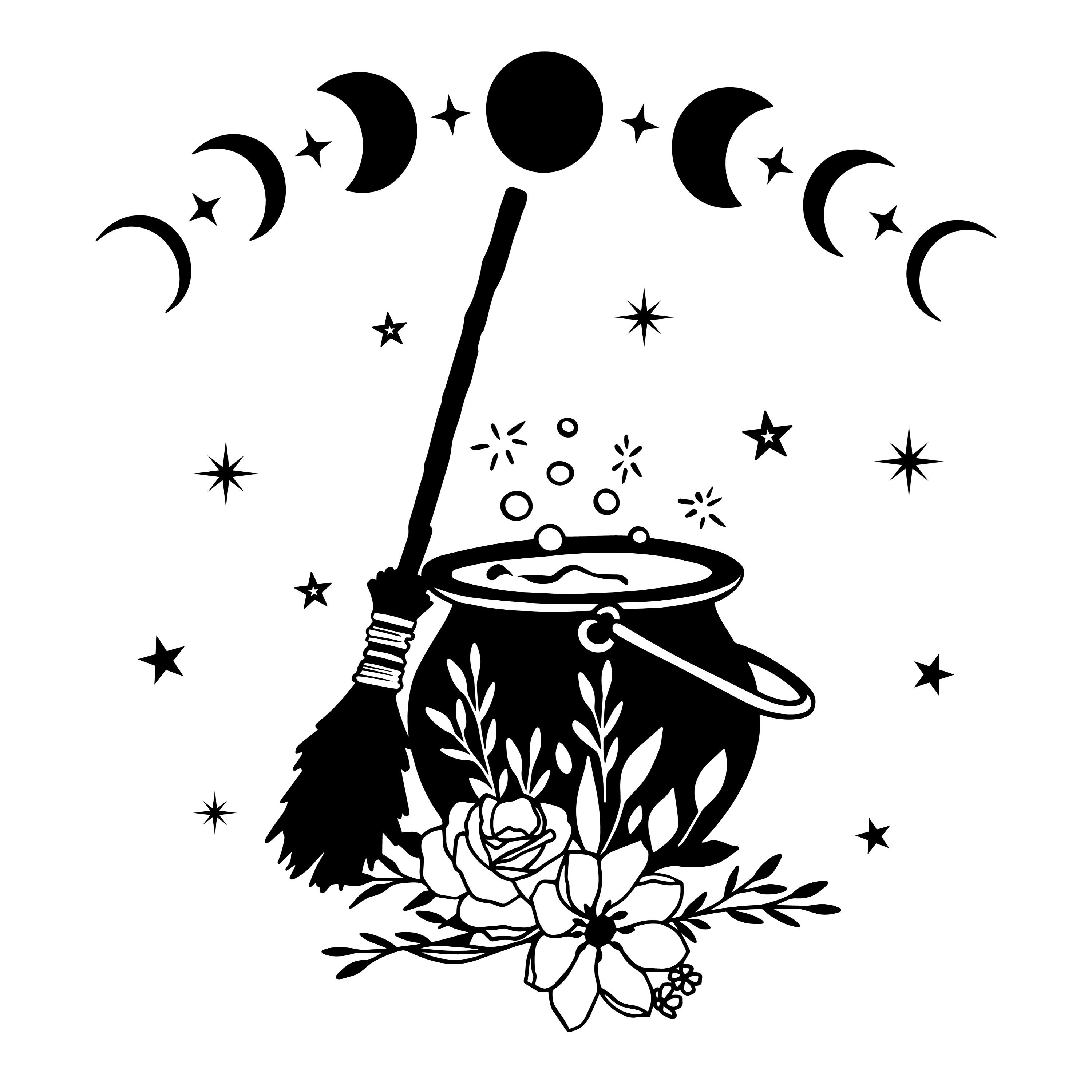Cauldron With Moon Phases SVG Witches Cauldron Cauldron SVG Witch Cut ...