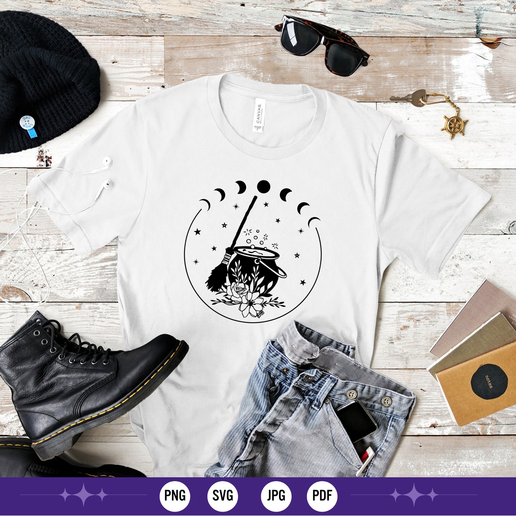 Witches Cauldron and Moon Phases SVG | Cauldron Svg | Witch SVG ...