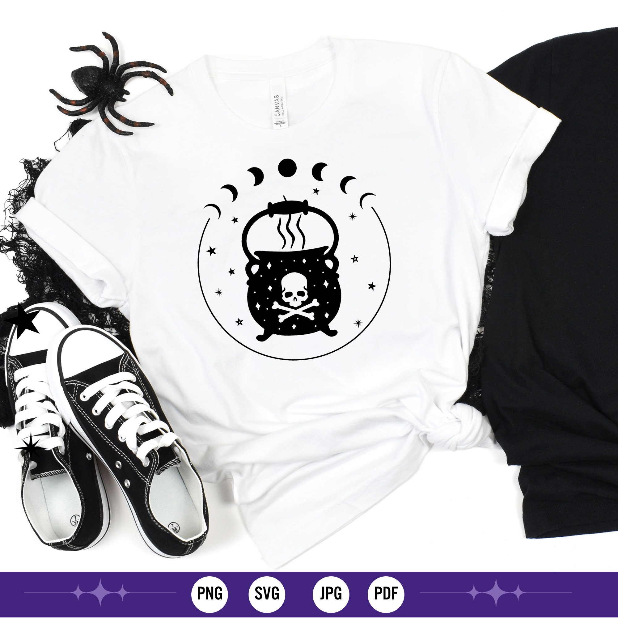 Skull Cauldron and Moon Phases SVG Cauldron Svg Skull SVG Mystical ...