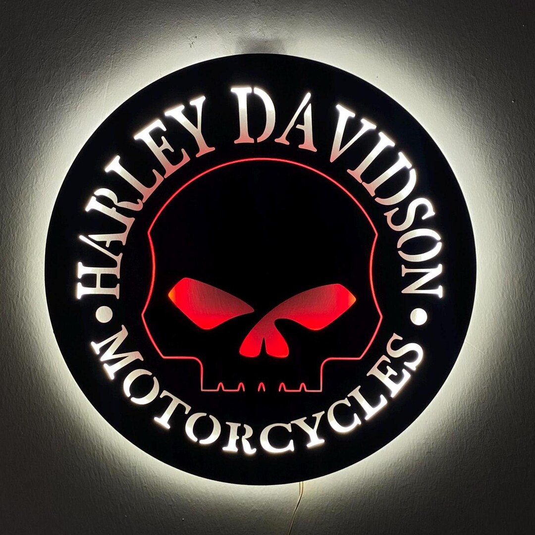 Harley Davidson Skull Round Metal Art Bold and Edgy Decor for Bikers ...