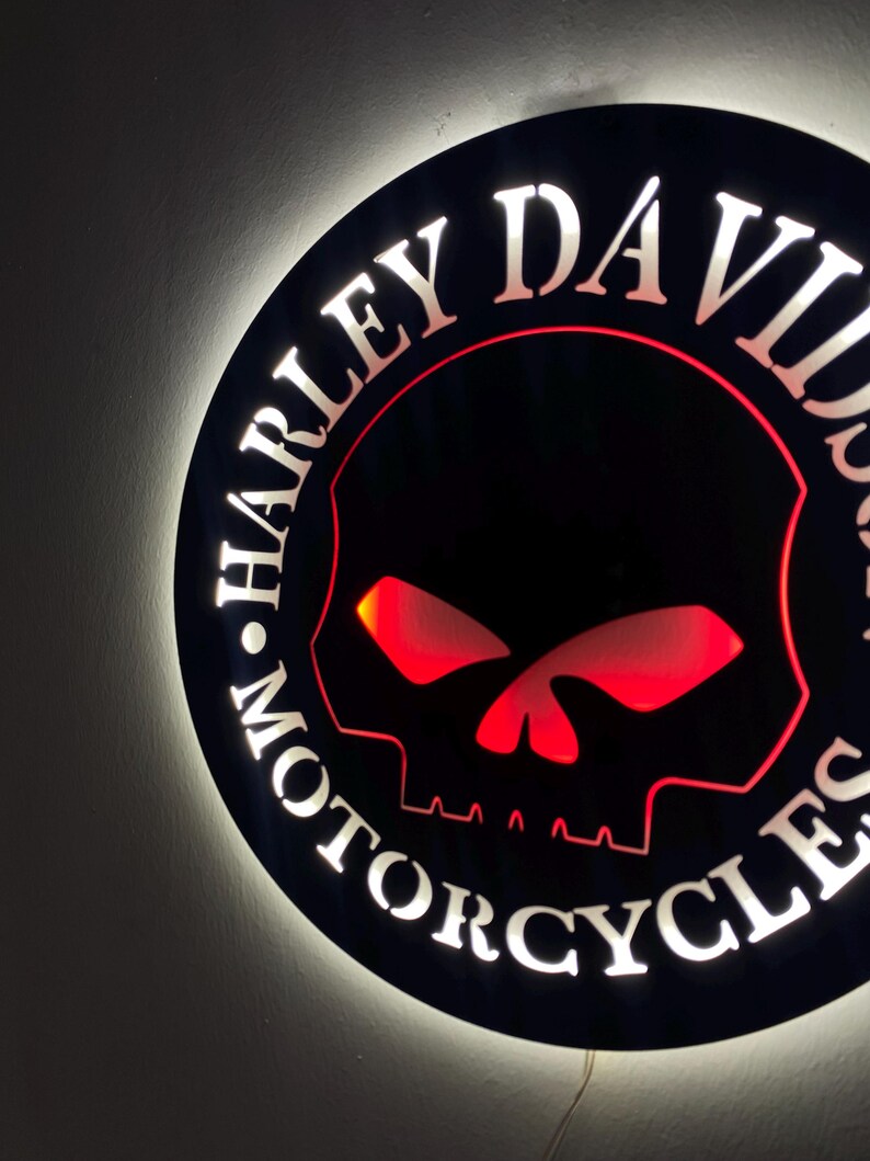 Harley Davidson Skull Round Metal Art Bold and Edgy Decor for Bikers ...