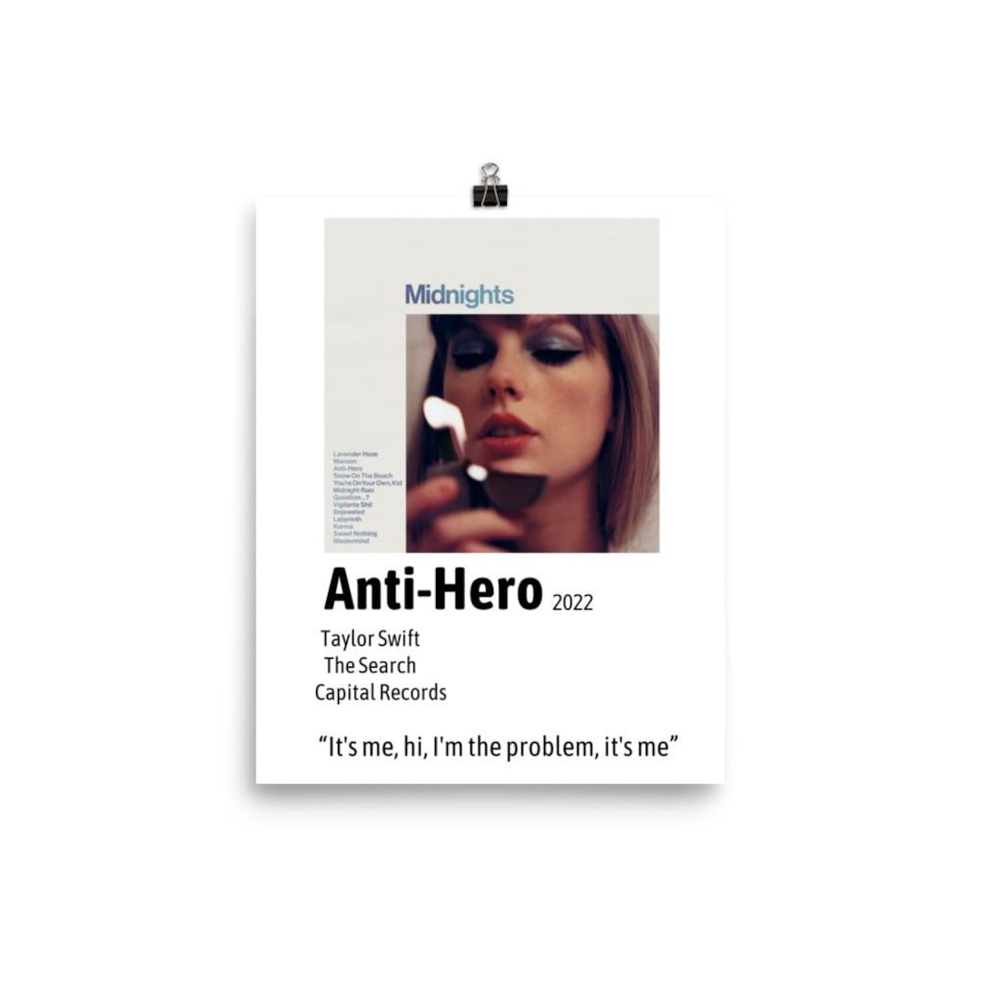 Minimalistic Anti-hero Lyric Poster Taylor Swift Album Cover Art Modern ...