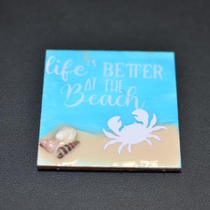 Beach Fridge Magnet Resin Finish - Beach Art, Beach Sign, Nautical Art ...