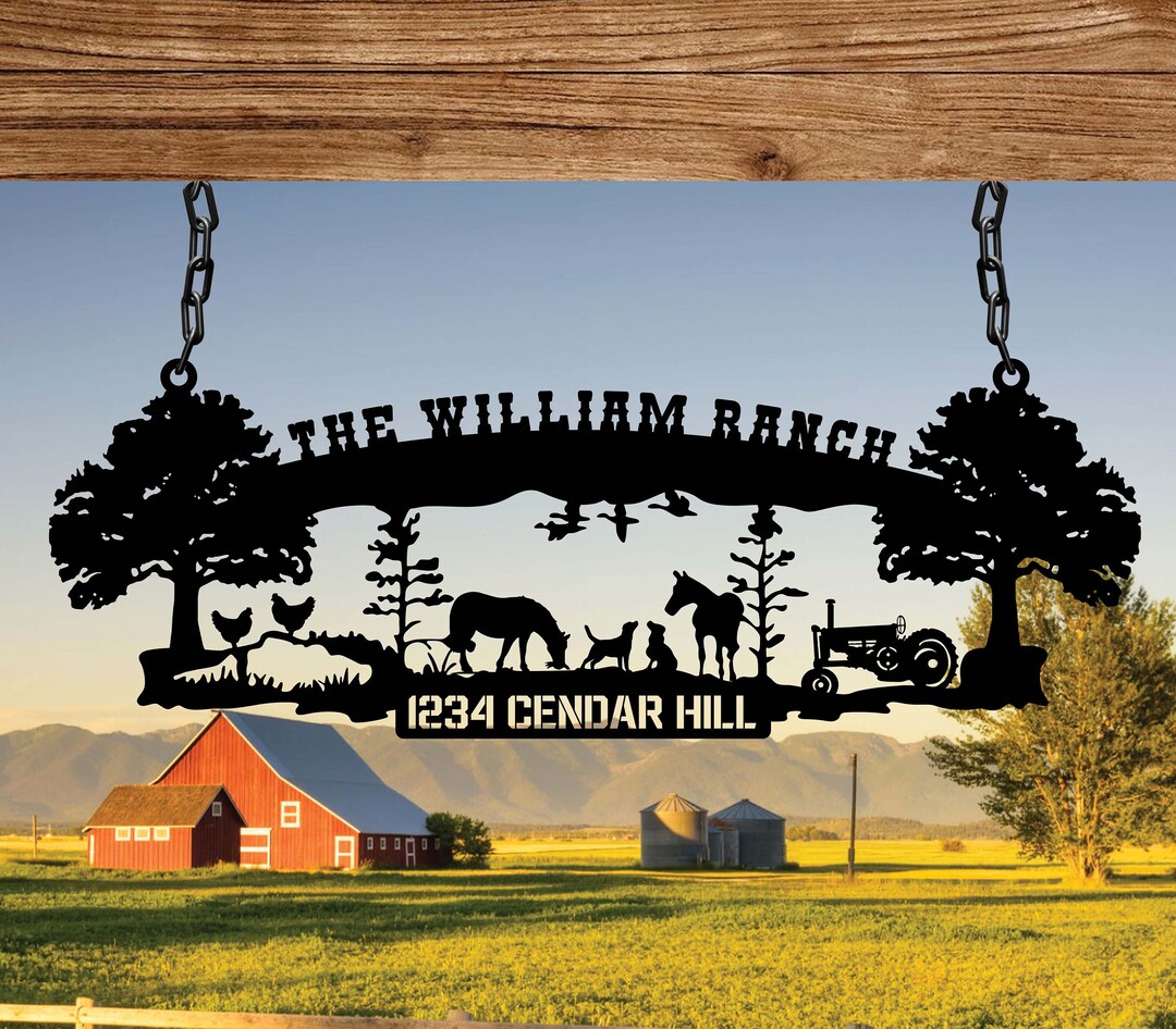 Personalized Ranch House Metal Sign, Custom Farmhouse Decor, Ranch Name ...