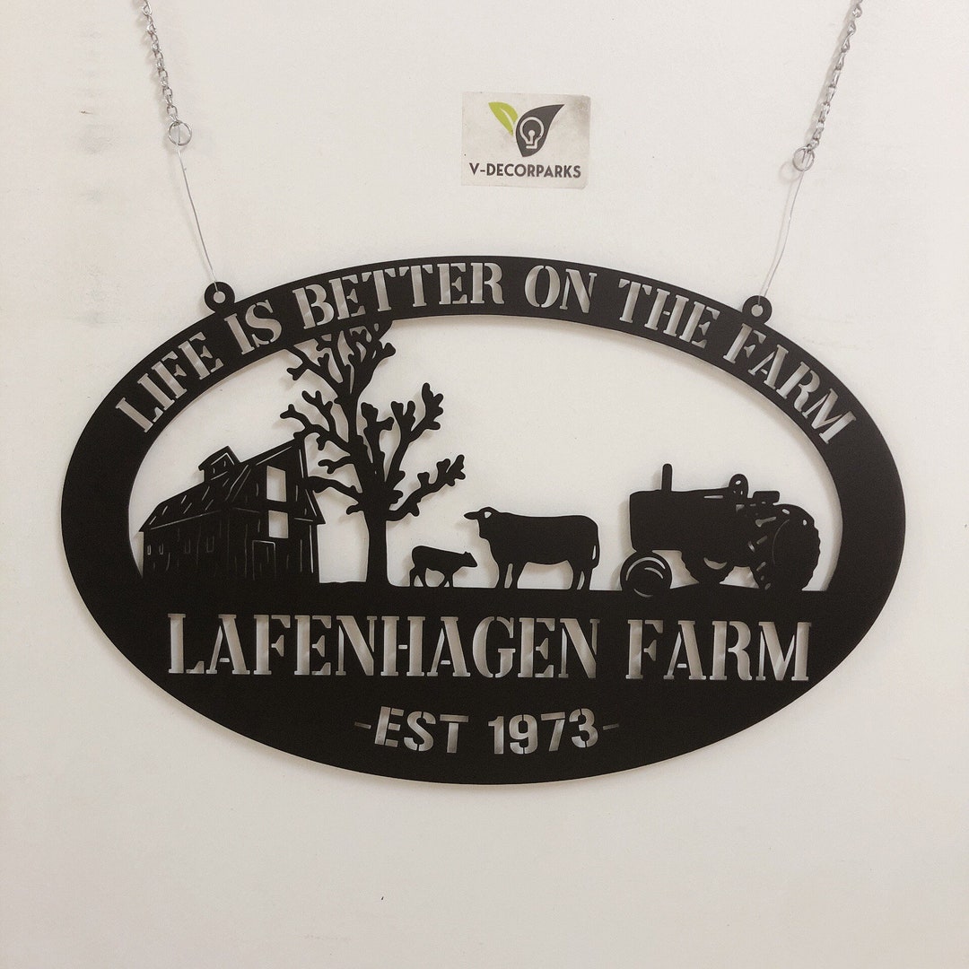 Custom Farm Sign With Family Name and Established Date, Barn, Cow ...