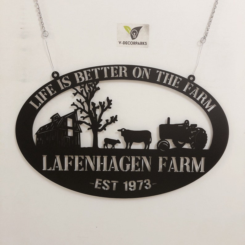 Custom Farm Sign With Family Name and Established Date, Barn, Cow ...