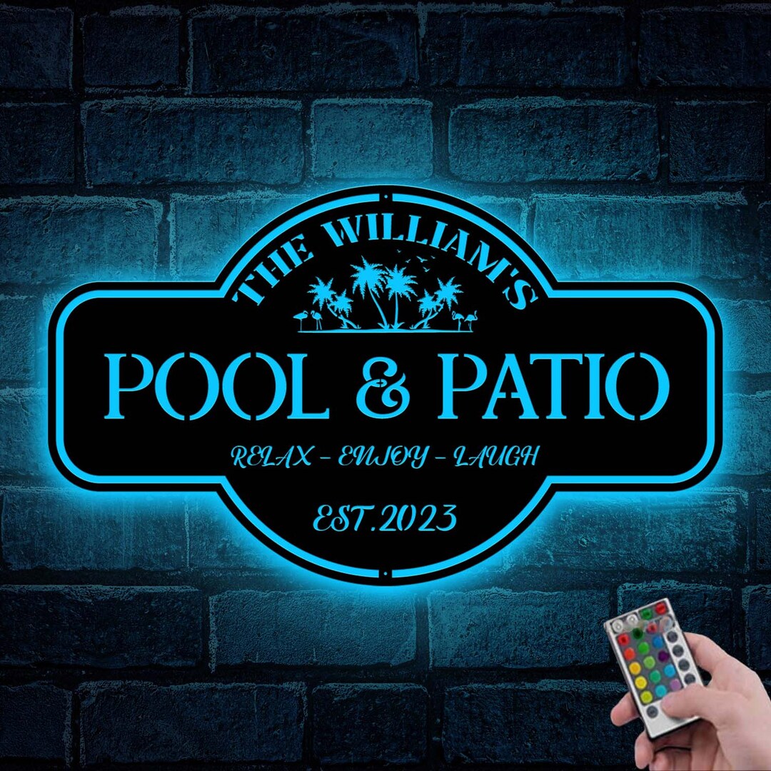 Custom Pool & Patio Sign, Backyard Pool Decor, Swimming Pool Decor ...