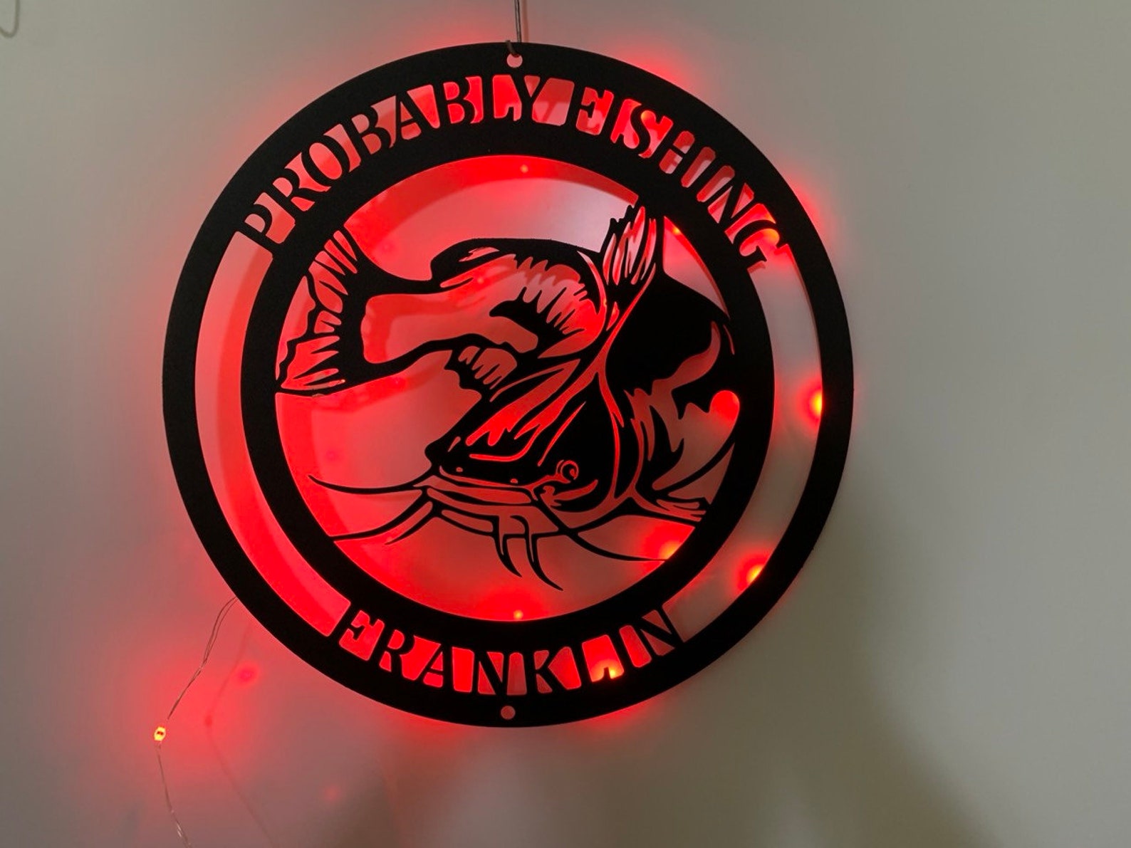Personalized Catfish Fishing Metal Wall Art With LED Light,catfish ...