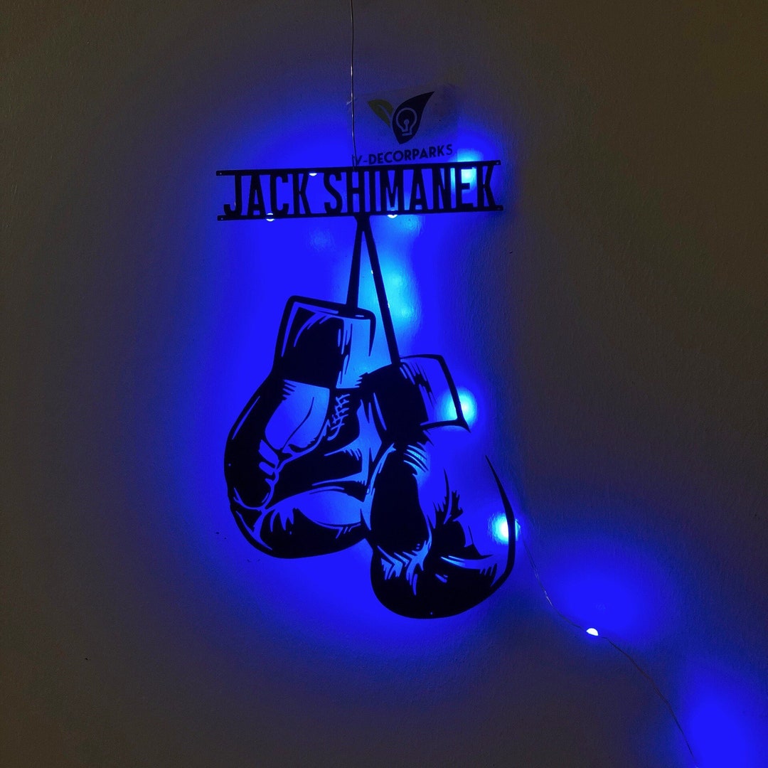 Personalized Boxing Gloves Metal Wall Art With LED Lights, Boxing ...