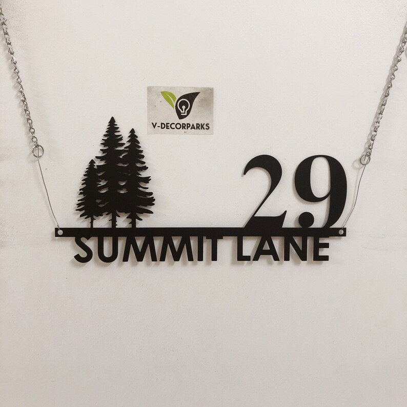 Custom Pine Tree Metal House Number Sign, Address Sign, Modern Address ...