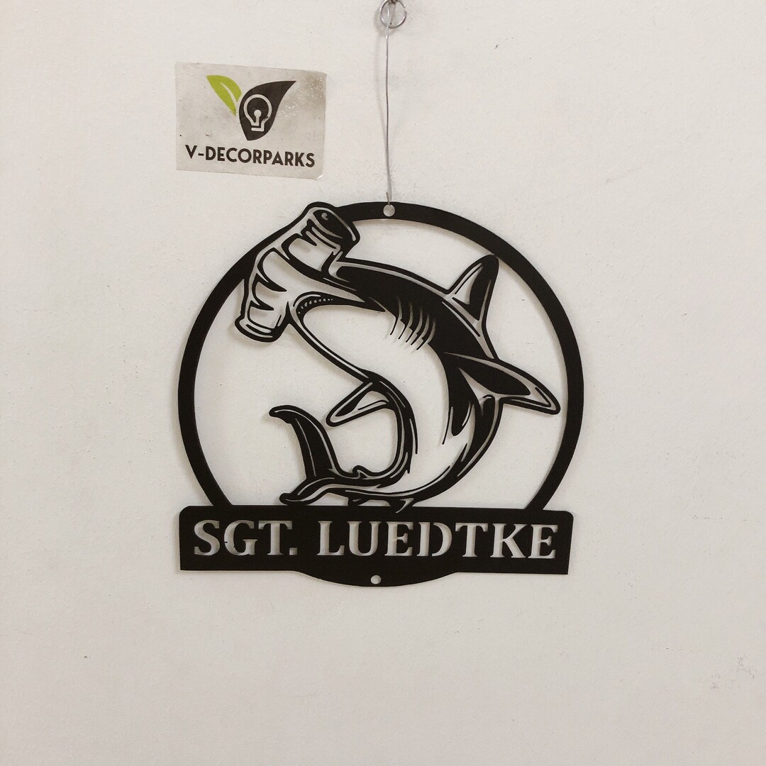 Custom Hammerhead Shark Metal Wall Art, Hammerhead Shark Sign ...