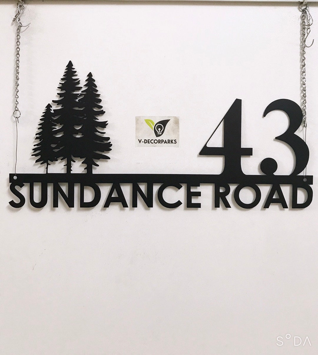 Custom Pine Tree Metal House Number Sign, Address Sign, Modern Address ...