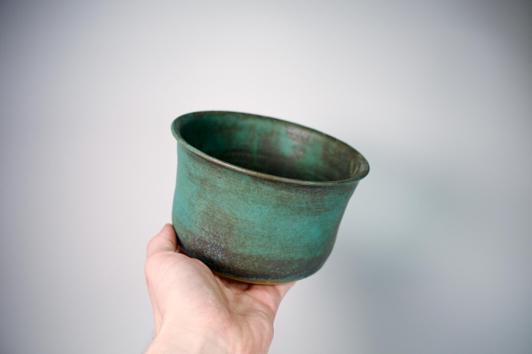 Handcrafted Ceramic Plant Pot - Green Patina - Etsy