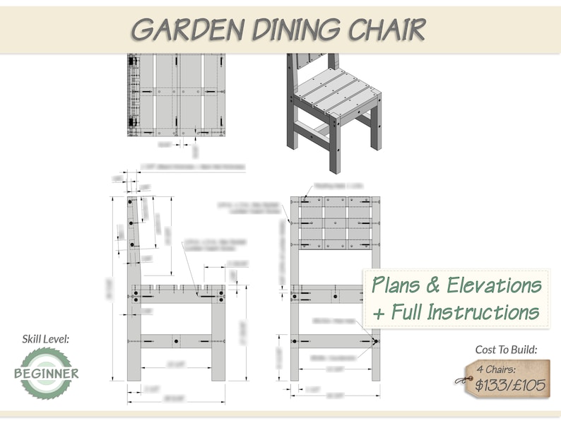 DIY Pallet Wood Garden Dining Chair Plan | Digital PDF Download ...