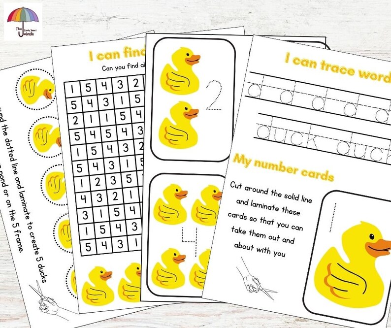 5 Little Ducks MEGA Pack Printable, Nursery Rhyme, Learning Activity ...