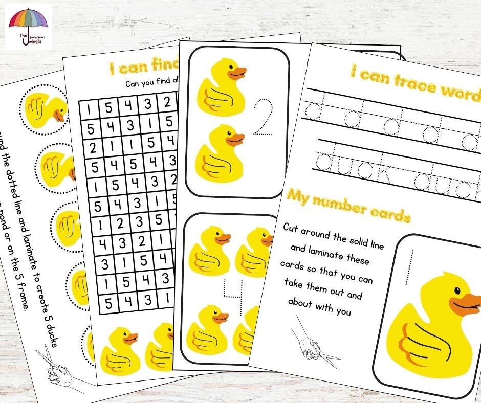 5 Little Ducks MEGA Pack Printable, Nursery Rhyme, Learning Activity ...