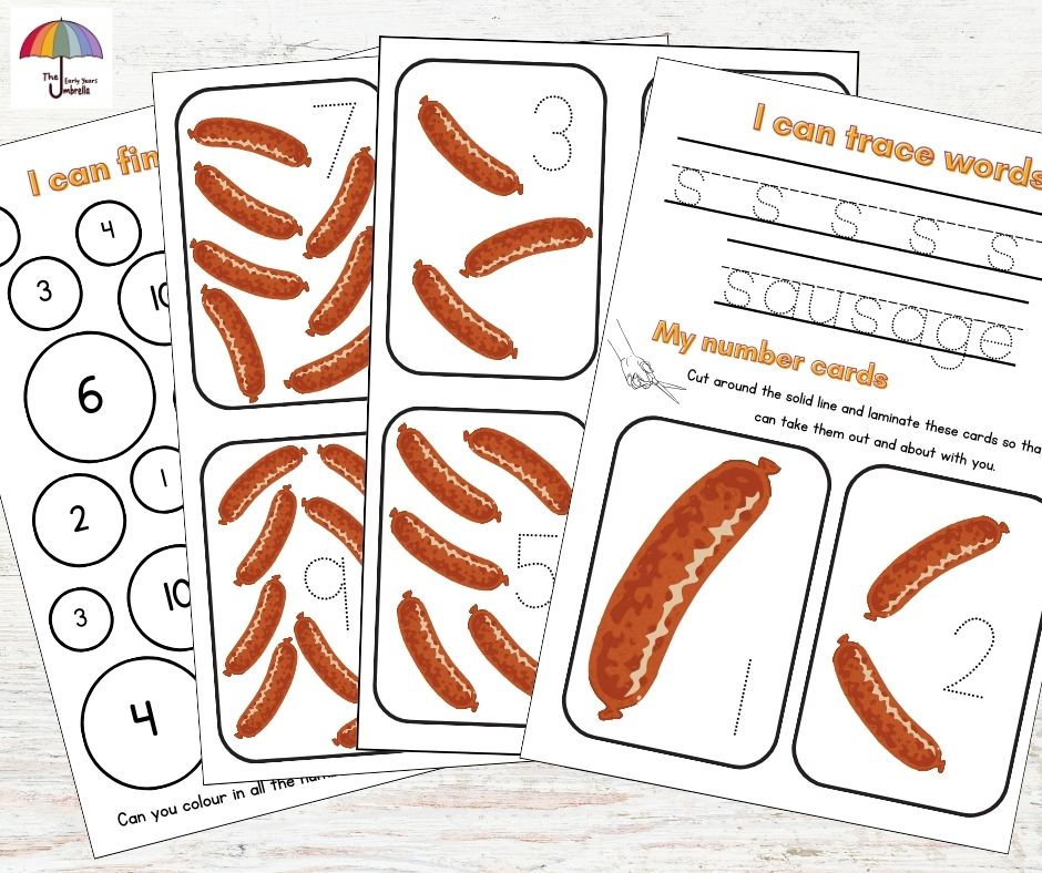 10 Fat Sausages MEGA Printable, Nursery Rhyme, Learning Activity, Props ...