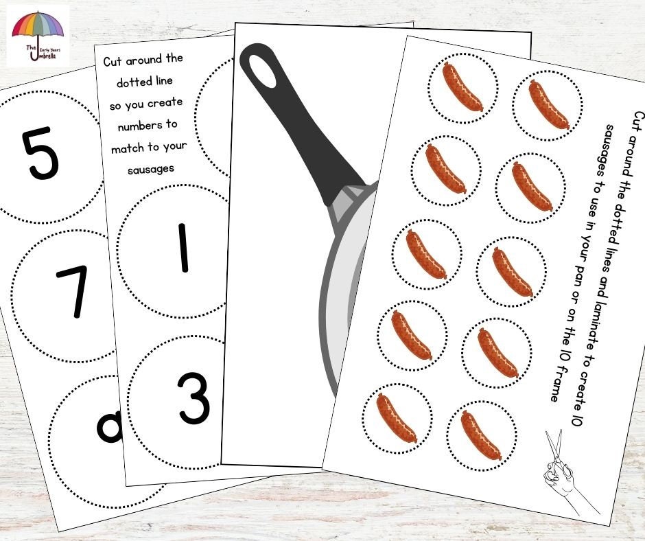 10 Fat Sausages MEGA Printable, Nursery Rhyme, Learning Activity, Props ...