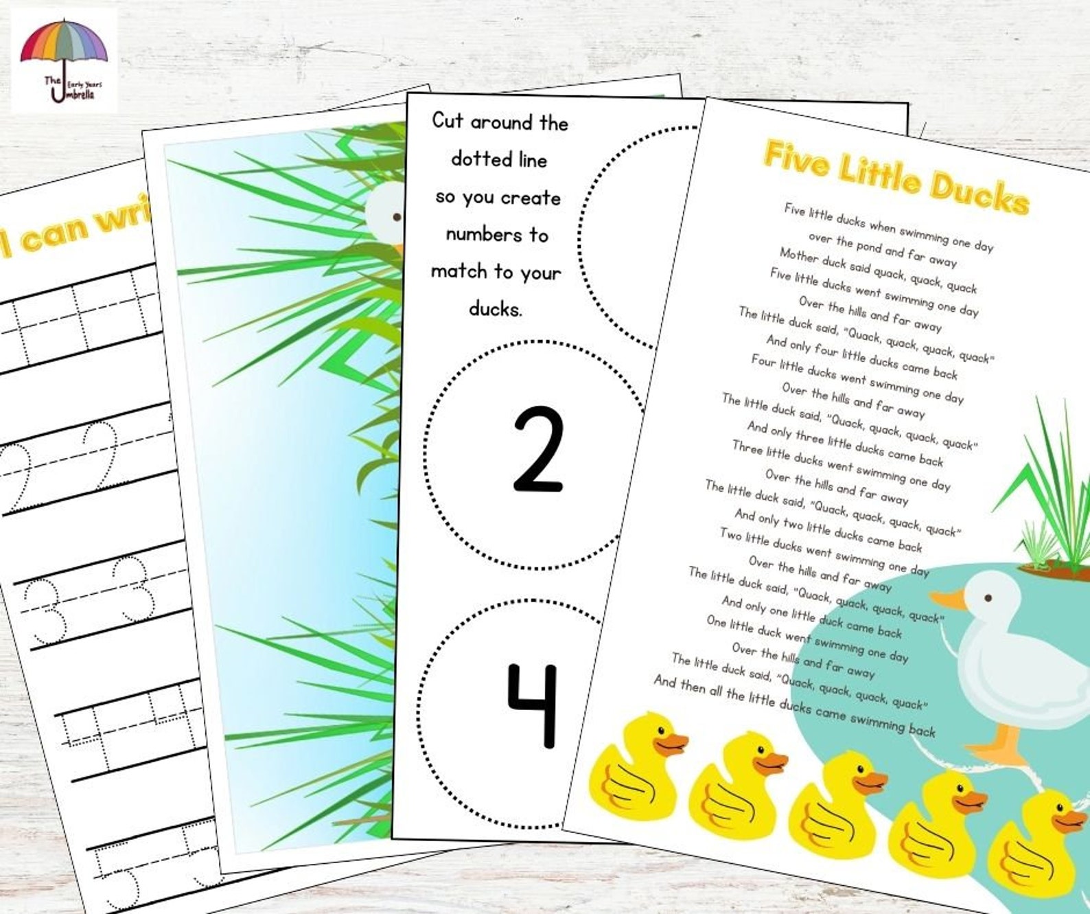 5 Little Ducks MEGA Pack Printable, Nursery Rhyme, Learning Activity ...
