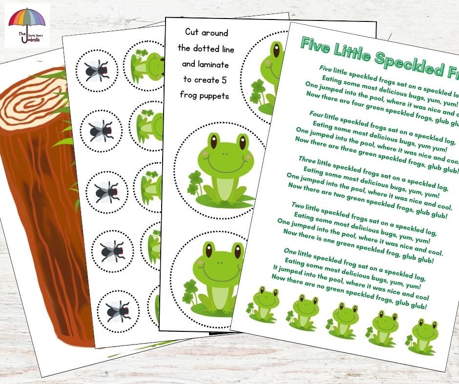 5 Little Speckled Frogs MEGA Printable, Nursery Rhyme,learning Activity ...