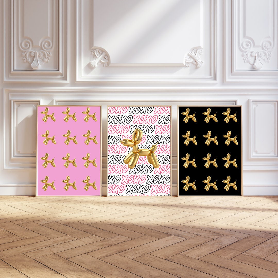 Balloon Animal Bundle. Pink Pastel Artposter. Trendy Wall Art Print New ...