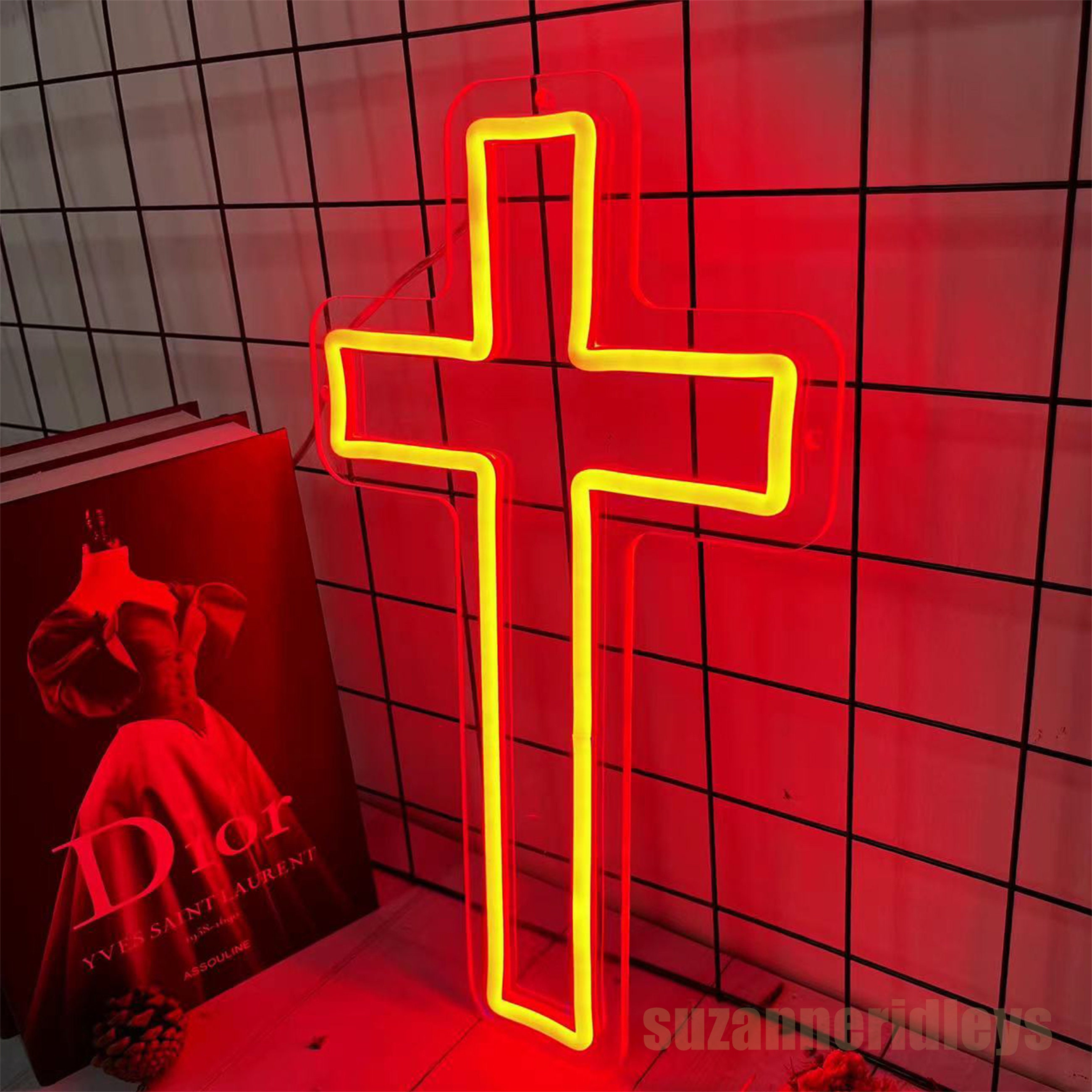 Cross Neon Signs Jesus Saves LED Signs for Wall Decor Neon Signs for ...