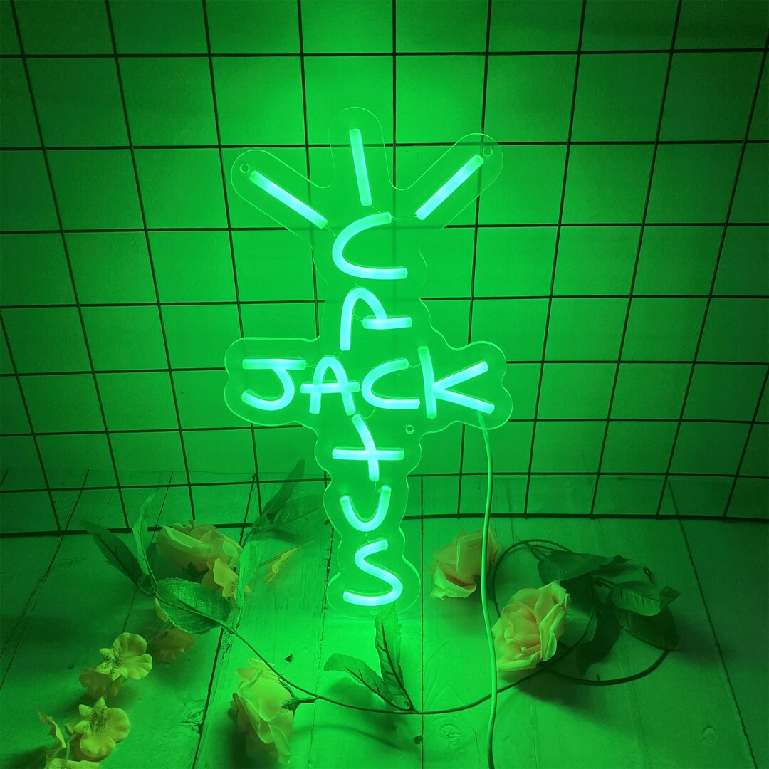 Cactus Jack Neon Sign,green Words Neon Light Sign,wall Art Neon Light ...