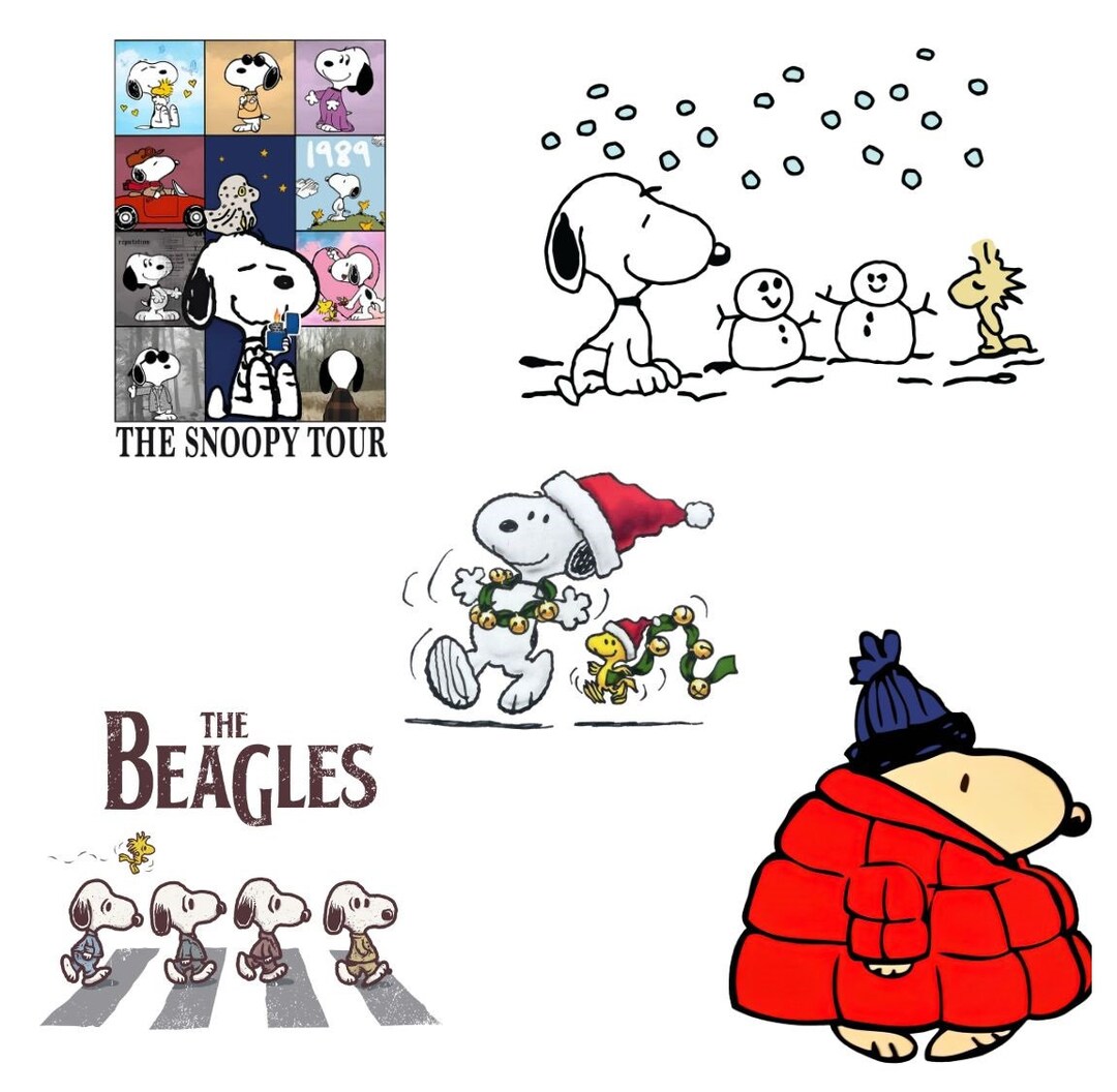 Snoopy PNG Set for Shirt Printing Cute Snoopy Graphics for DIY T-shirt ...