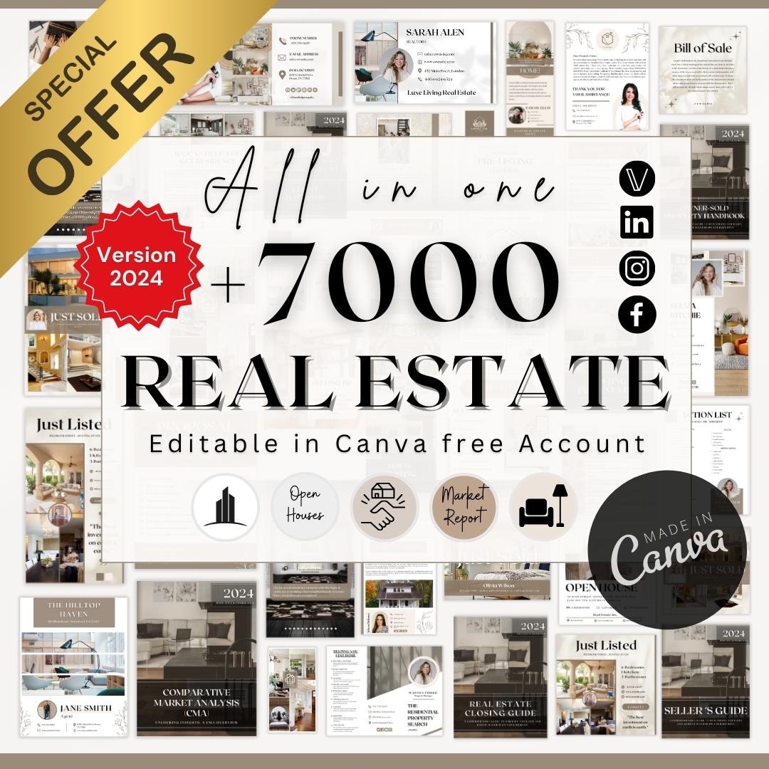 Real Estate Templates Bundle for Social Media, Realtor Content , Real ...