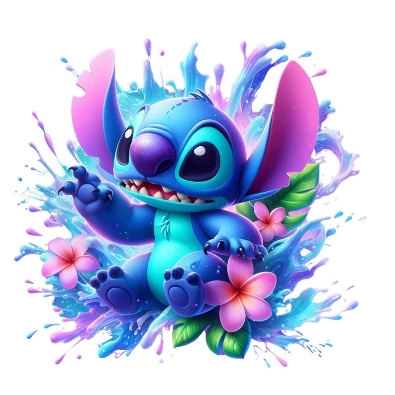 17 Stitch Splash and Watercolor Digital Design PNG File for Sublimation ...