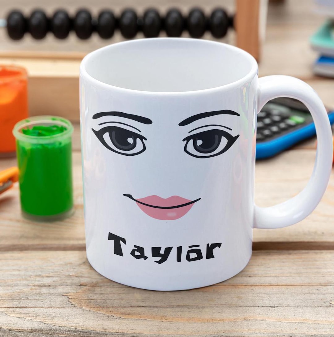 Roblox Girl Face Mug, Custom Name Roblox Mug, 11oz, Double Sided ...
