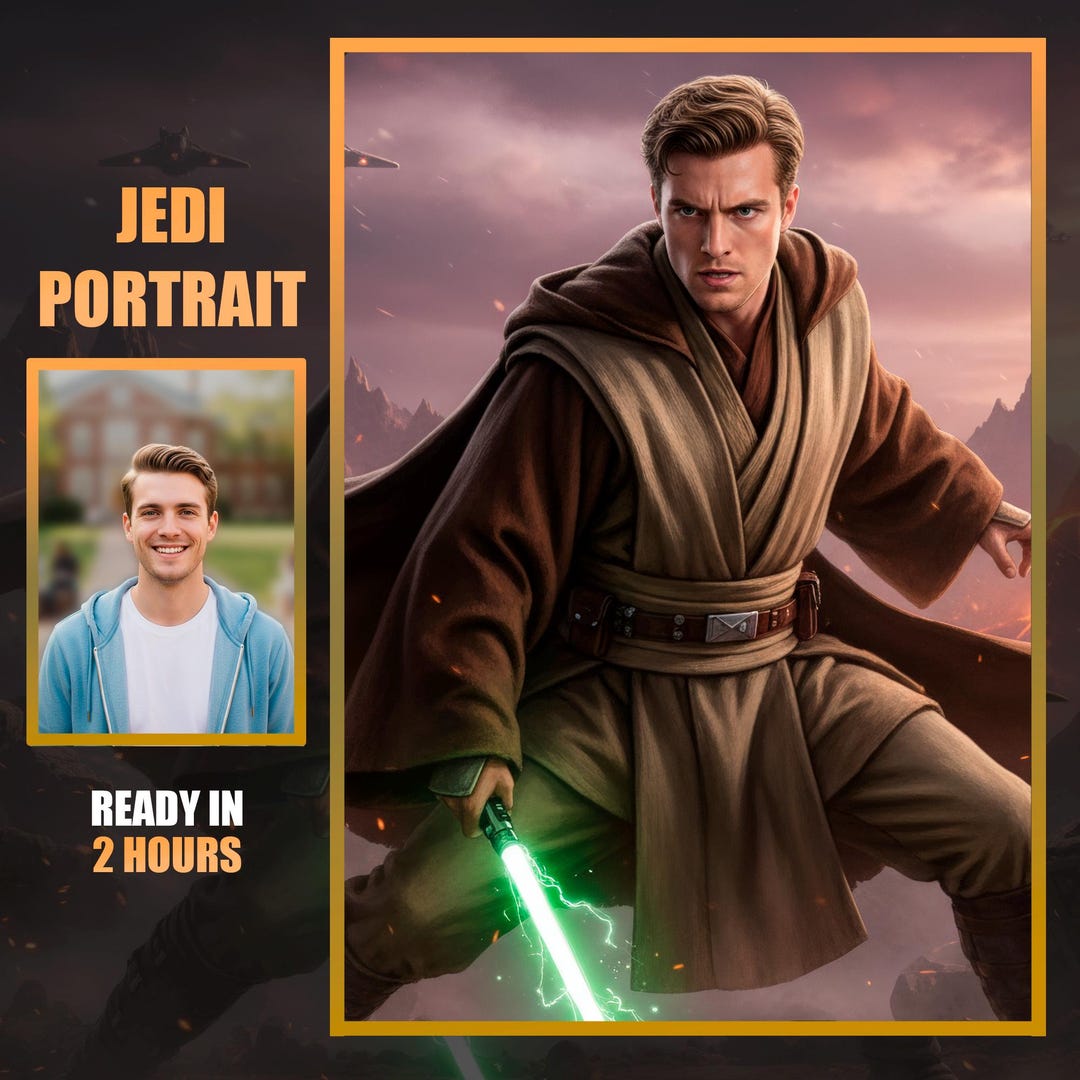 Custom Star Wars Jedi Portrait: Personalized Digital Art Gift (digital ...