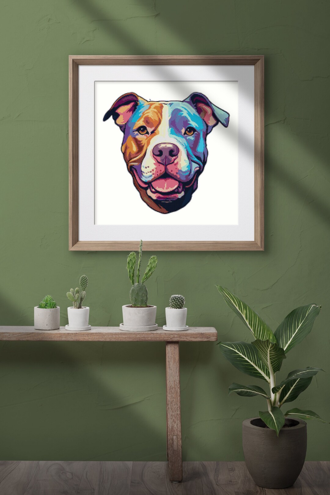 Watercolor Pitbull Cross Stitch Pattern - Dog Animal Design (PDF ...