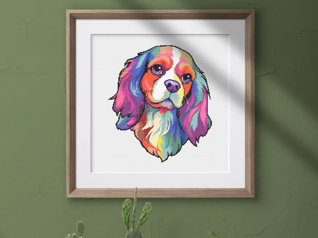 Colorful Cavalier King Charles Spaniel Cross Stitch Pattern (instant ...