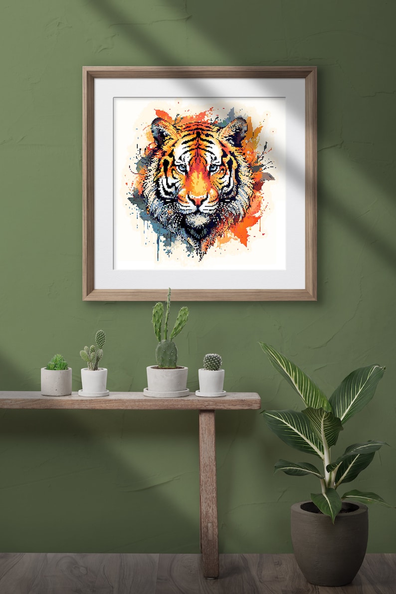 Colorful Bengal Tiger Cross Stitch Pattern Instant PDF Download Bengal ...