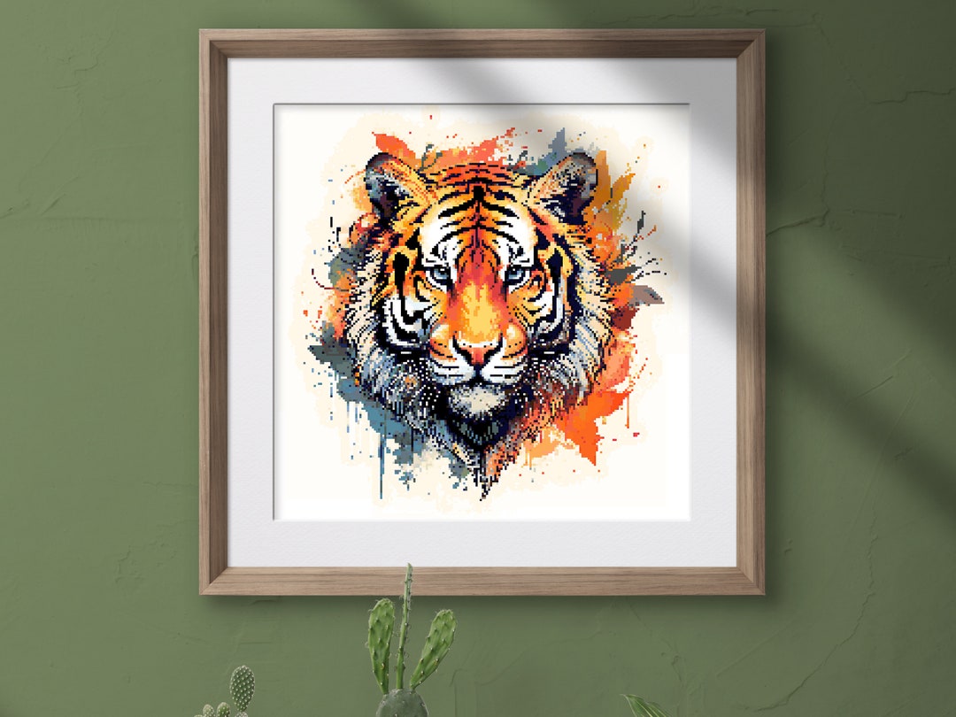 Colorful Bengal Tiger Cross Stitch Pattern – Animal Embroidery (PDF ...