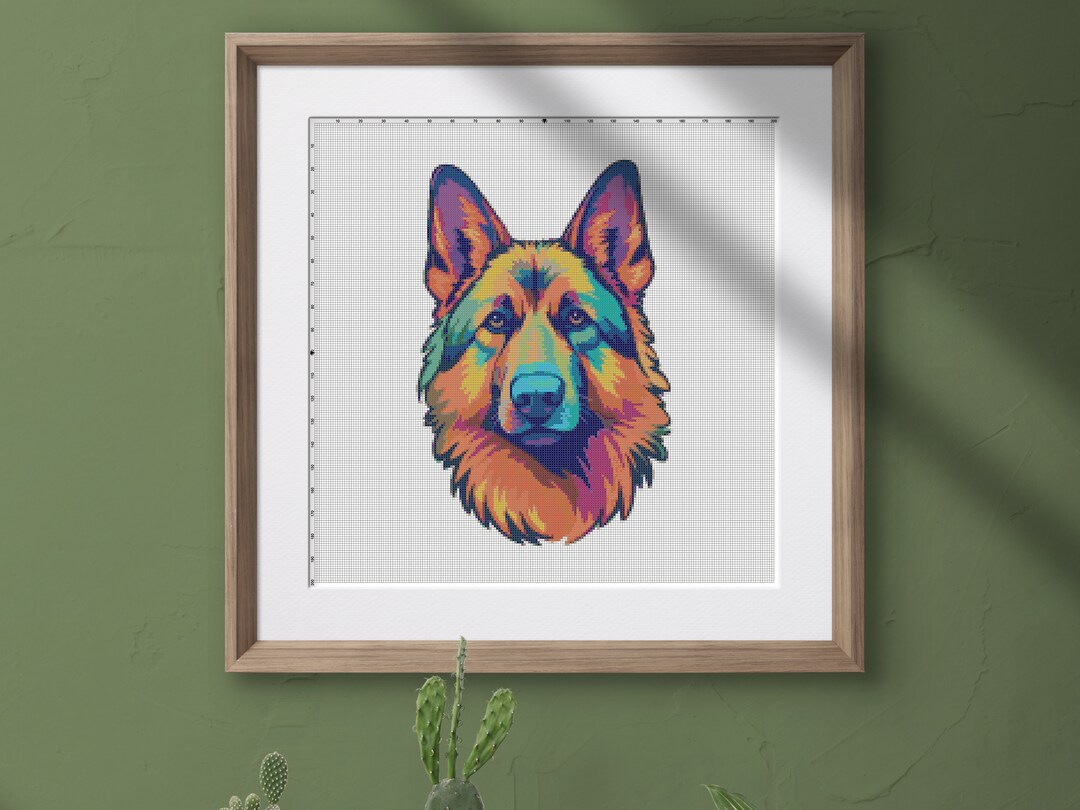 Colorful German Shepherd Cross Stitch Pattern (PDF Download) - Etsy