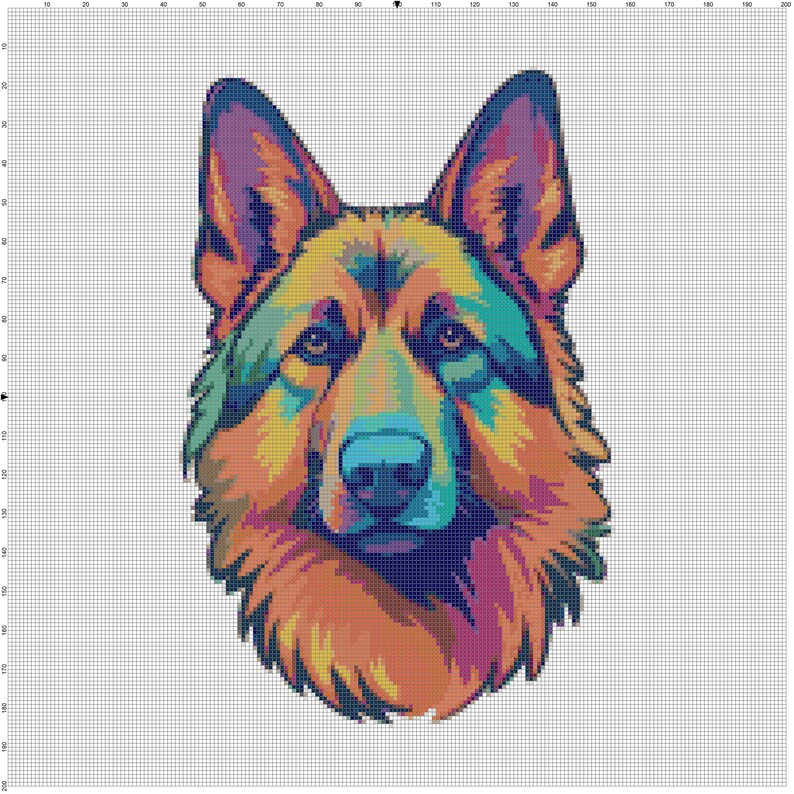 Colorful German Shepherd Cross Stitch Pattern (PDF Download) - Etsy