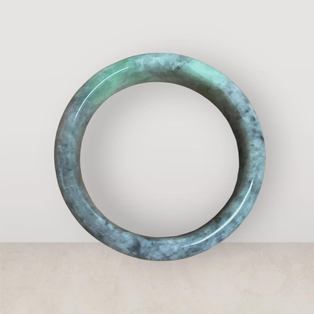 Handcrafted Burmese Jadeite Bangle, Gray Green White Jade - Etsy