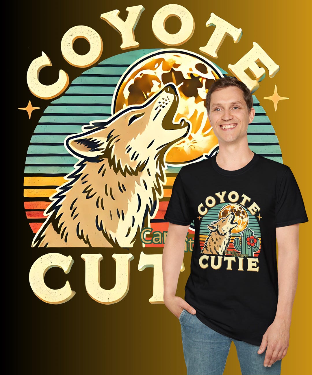 Coyote Cutie Tshirt Retro Desert Animal Graphic Tee Nature Lover Gift ...