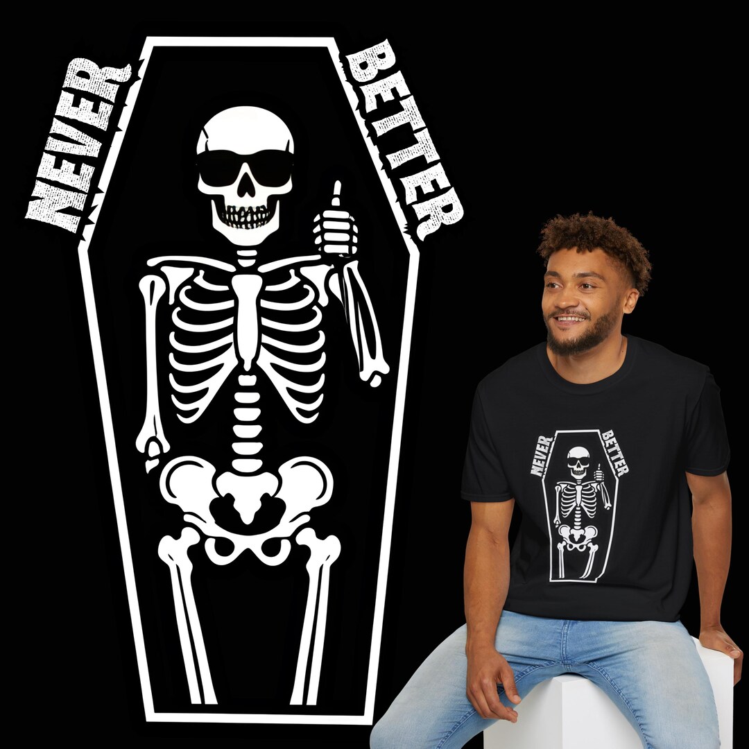 Skeleton Thumbs up Unisex Softstyle T-shirt, Goth Horror Tee, Dark ...