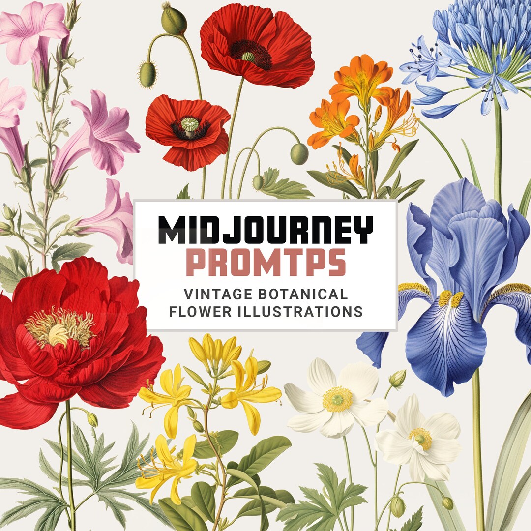 Midjourney Prompt, Floral Prompt, Vintage Botanical Flower ...
