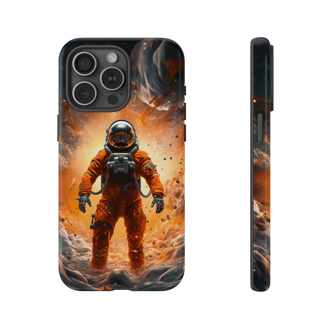 Astronaut in Orange Space Suit Cosmic Phone Case Dual Layered ...