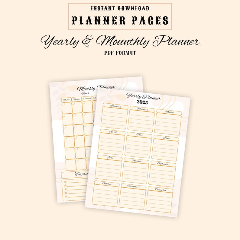 2025 Printable Planner - Beige and Brown Aesthetic Design - Calendar ...