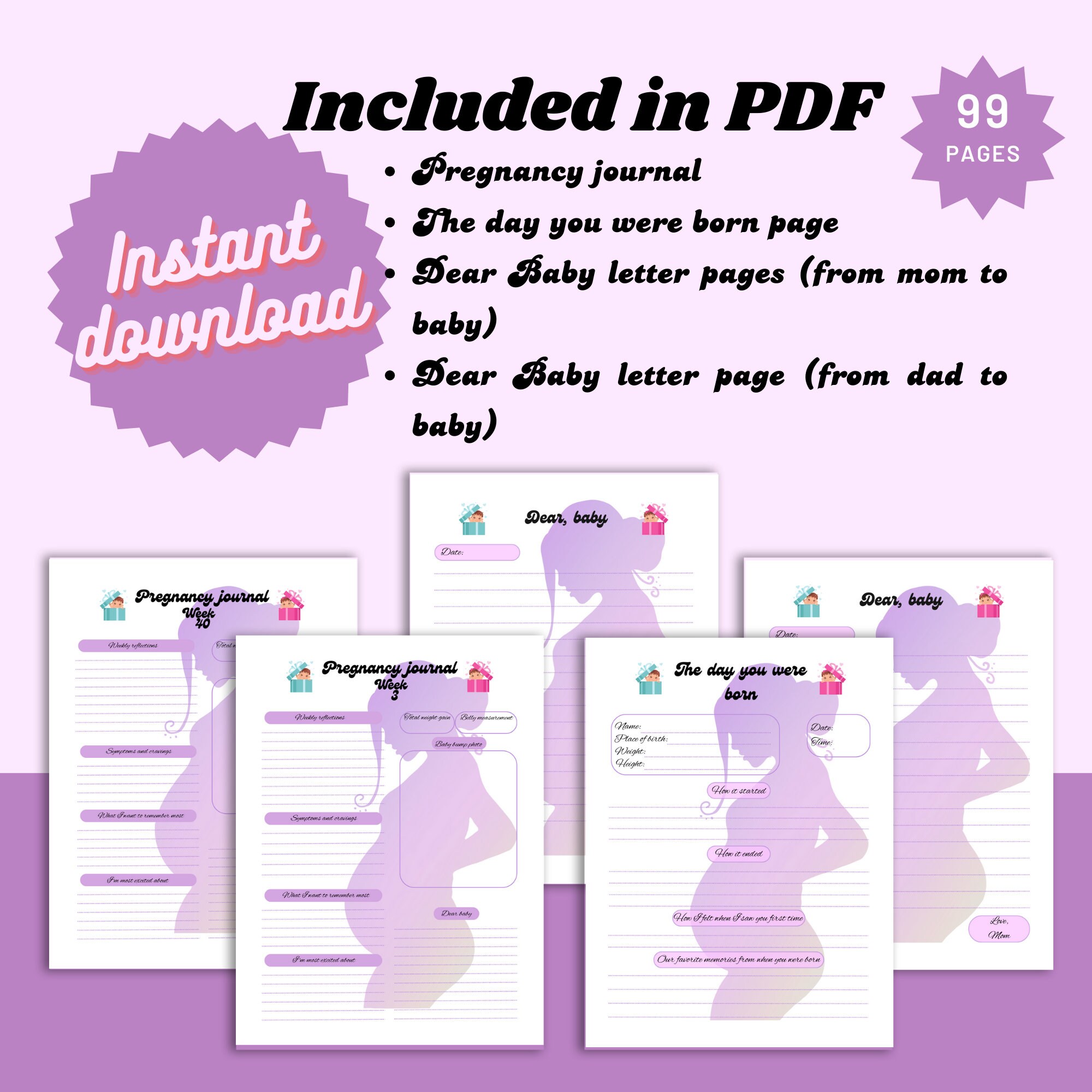 Pregnancy Planner Printable, Printable Pregnancy Journal, From Bump to ...