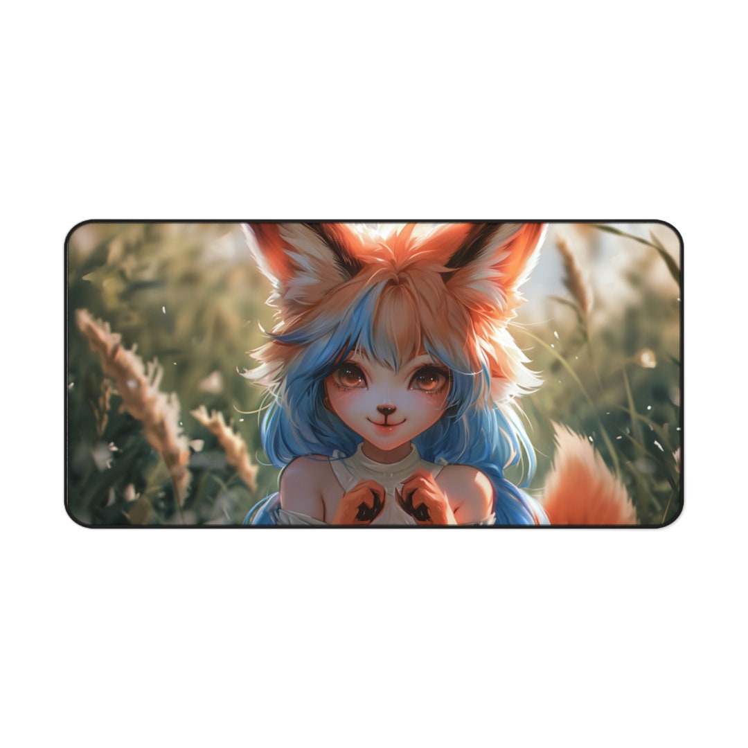 Sweet Furry Deskmat, Cute Mousepad, Gaming Mousepad, Fox, Anime, Large ...
